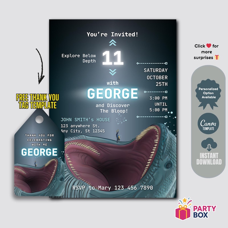 Sea Monsters Invitation - Etsy UK