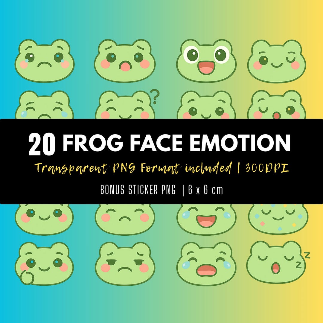 20 Kawaii Frog Emotion Stickers | Planner Clipart | Digital Download - Etsy