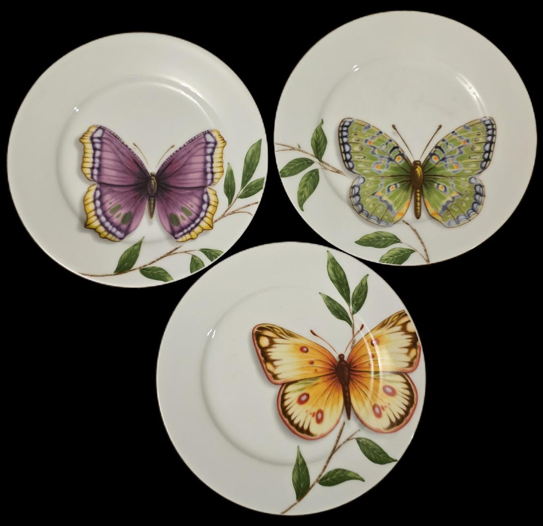 Neiman Marcus Queen's Butterfly Porcelain Salad Plates Set of 3 ...