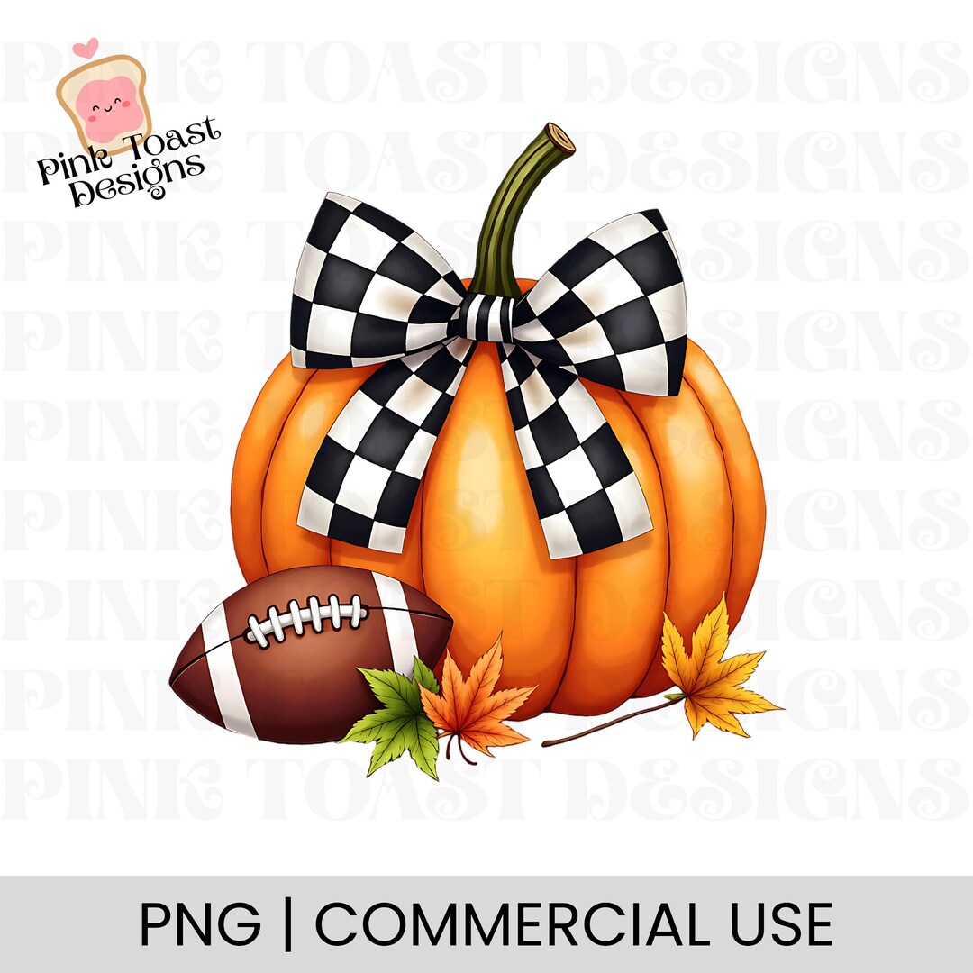 Fall Pumpkin Football PNG Clipart Checkered Bow, Autumn Leaves, Cozy ...