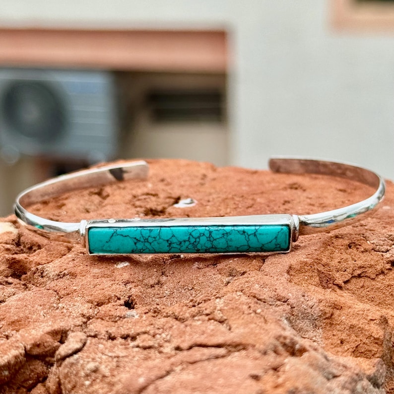 Blue Turquoise Bangle, Handmade Bangle, Natural Turquoise, 925 Sterling ...