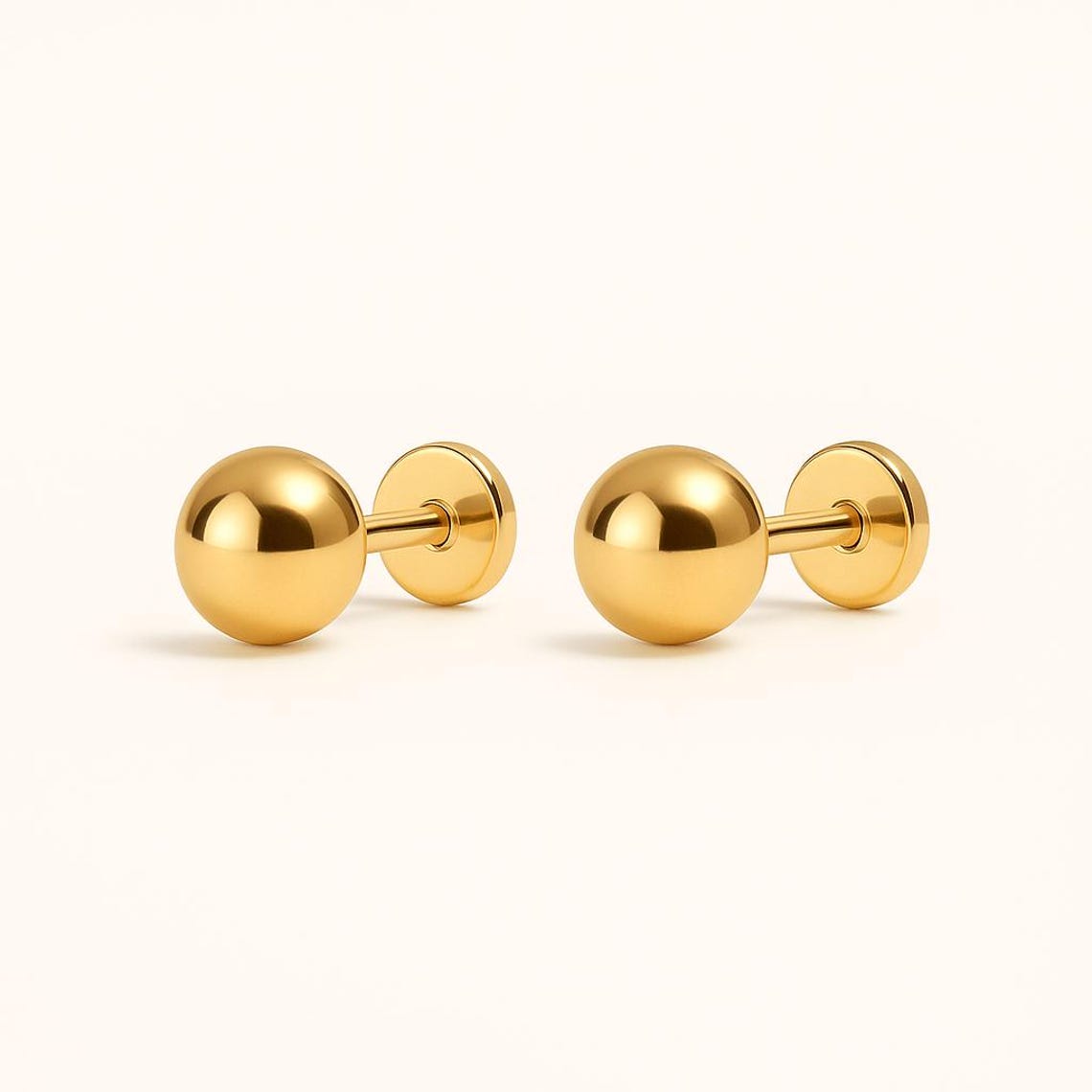 14K Gold Ball Stud Earrings | Solid Gold Round Studs | Minimalist Tiny ...