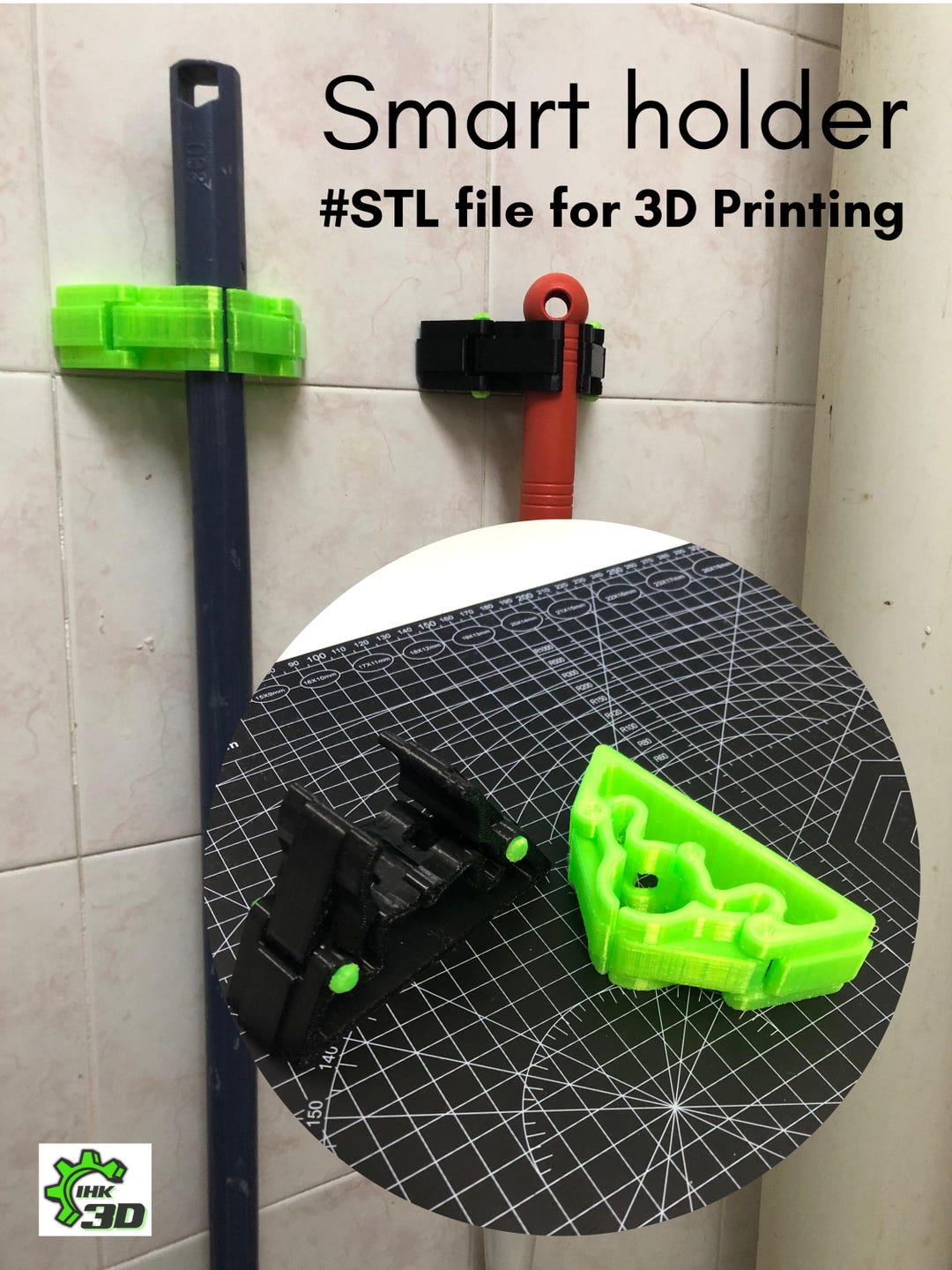 Stick and Tool Holder STL File for 3D Printing | Wall Mount Organizer ...