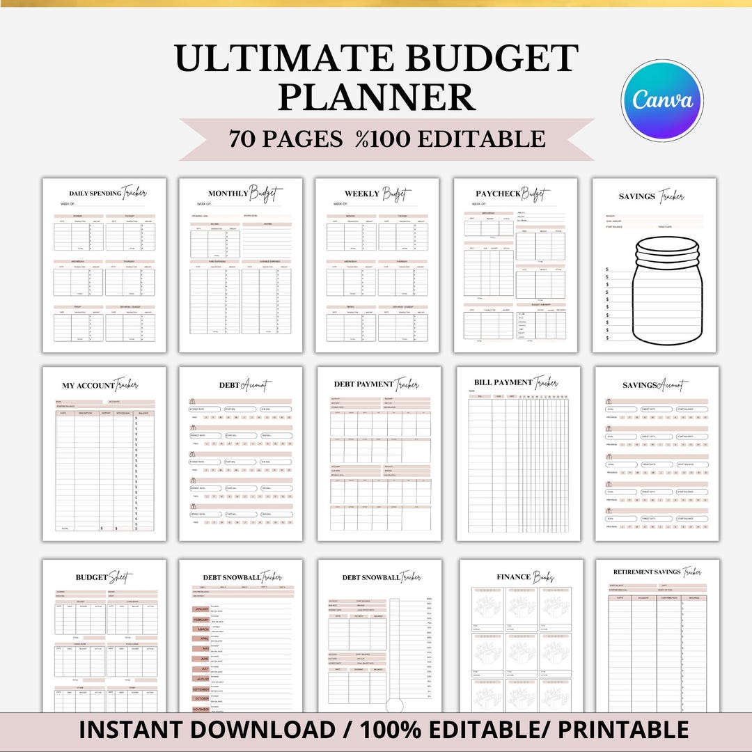 Editable Budget Planner in Canva, Printable Financial Planner ...