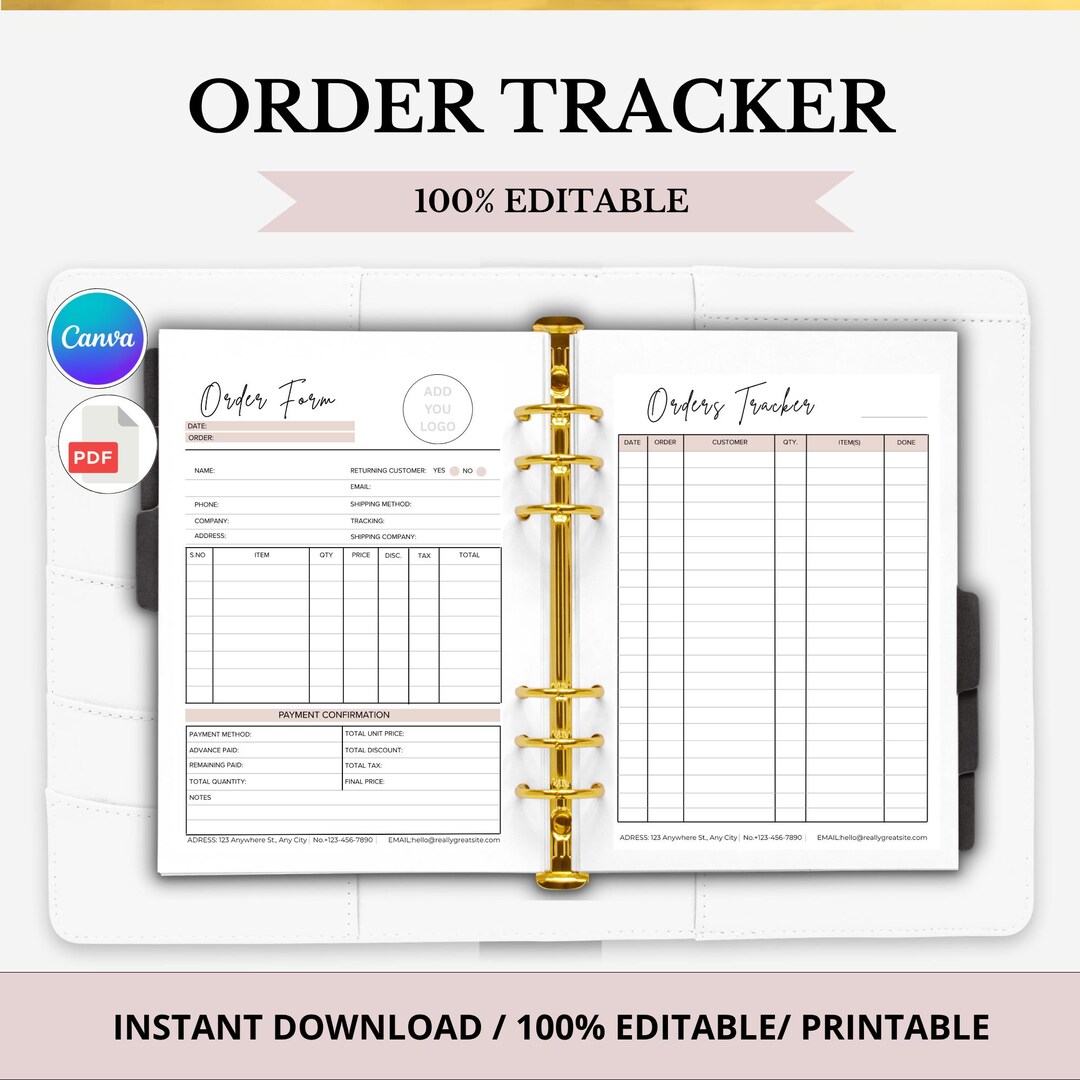 Printable Order Tracker, Editable Order Tracker, Editable Canva ...