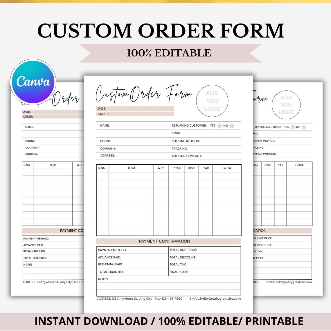 Editable Order Form, Crafter Order Form Template, Etsy Shop Craft ...