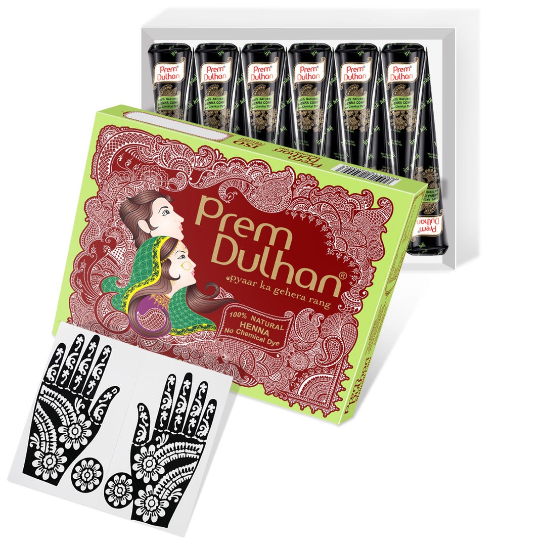 Natural Henna Cones With Stencil for Body Art on Skin, Nails, Freckles ...