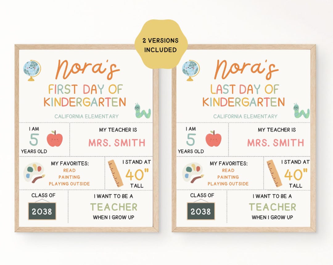 Editable First Day Last Day of Kindergarten School Sign: Printable ...