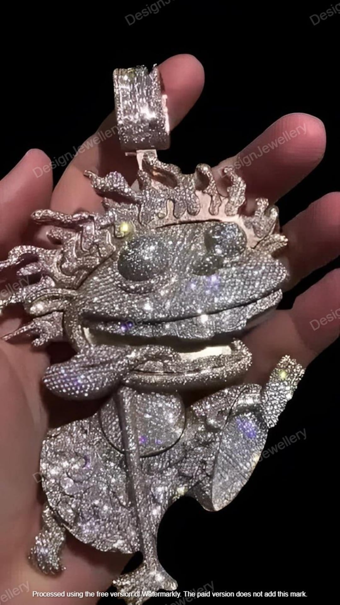 Custom Cartoon Pendant, Iced Out Moissanite, Sterling Silver - Etsy