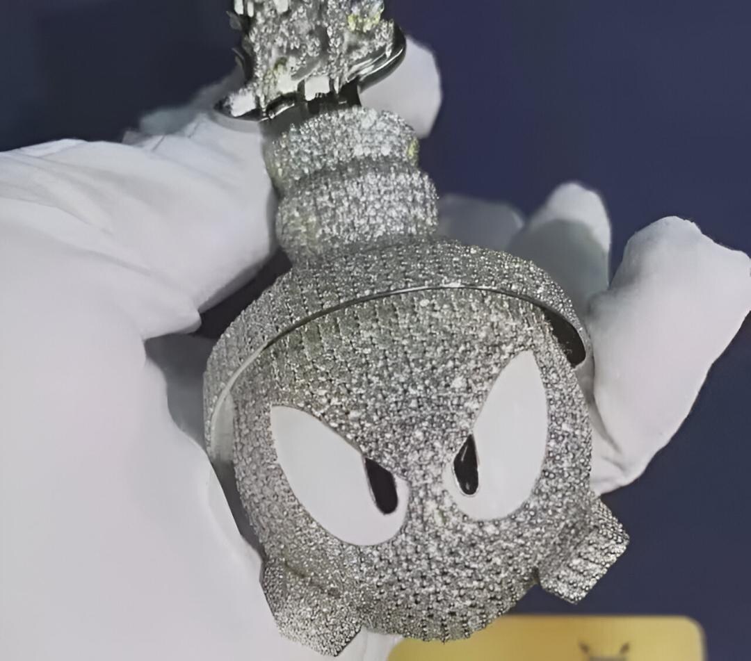 Cartoon Charm Pendant, 14K White Gold Plated, 925 Silver, Cubic ...