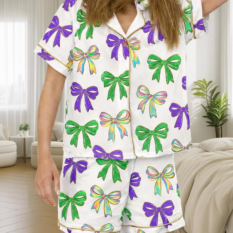 Coquette Mardi Gras Pajamas Set, Mardi Gras Pajamas Pants, Mardi Gras ...