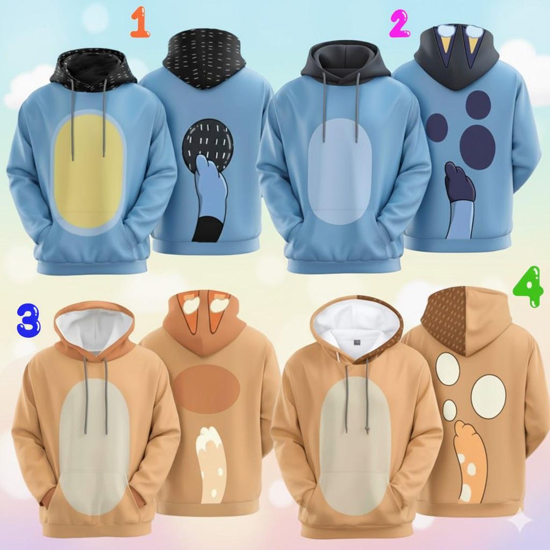 Blue Dog Family Hoodie, Blue Costume Hoodie, Blue Dog Cosplay Hoodie ...