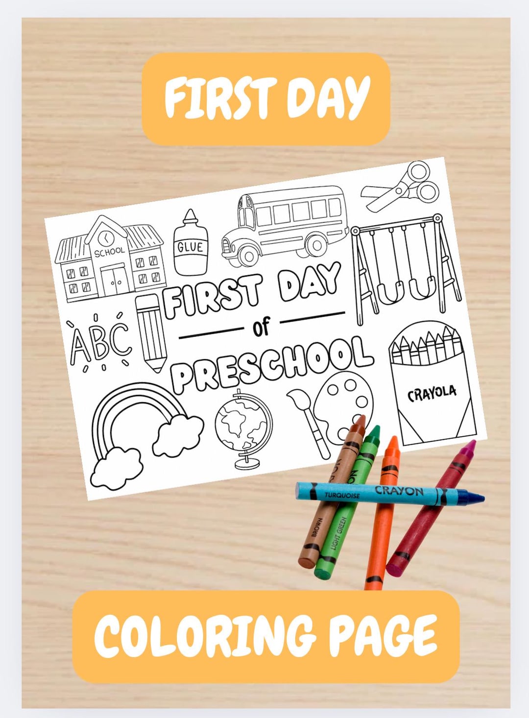 First Day of Preschool Coloring Page – Printable Back to School ...