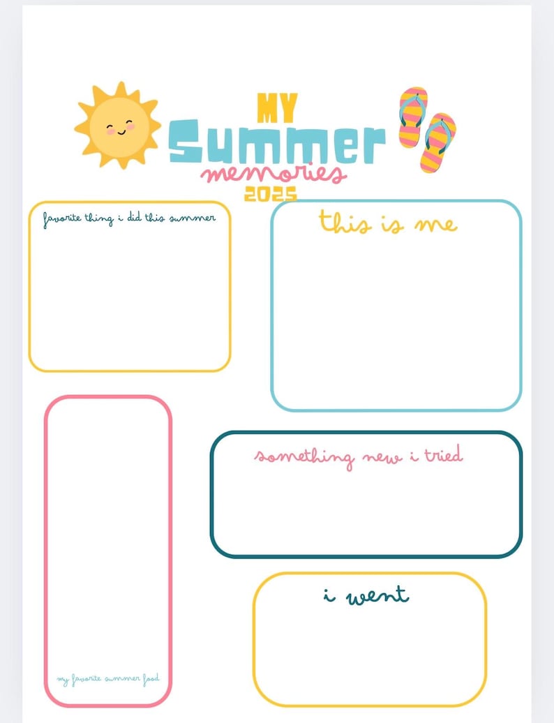 My Summer Memory Printable - Etsy