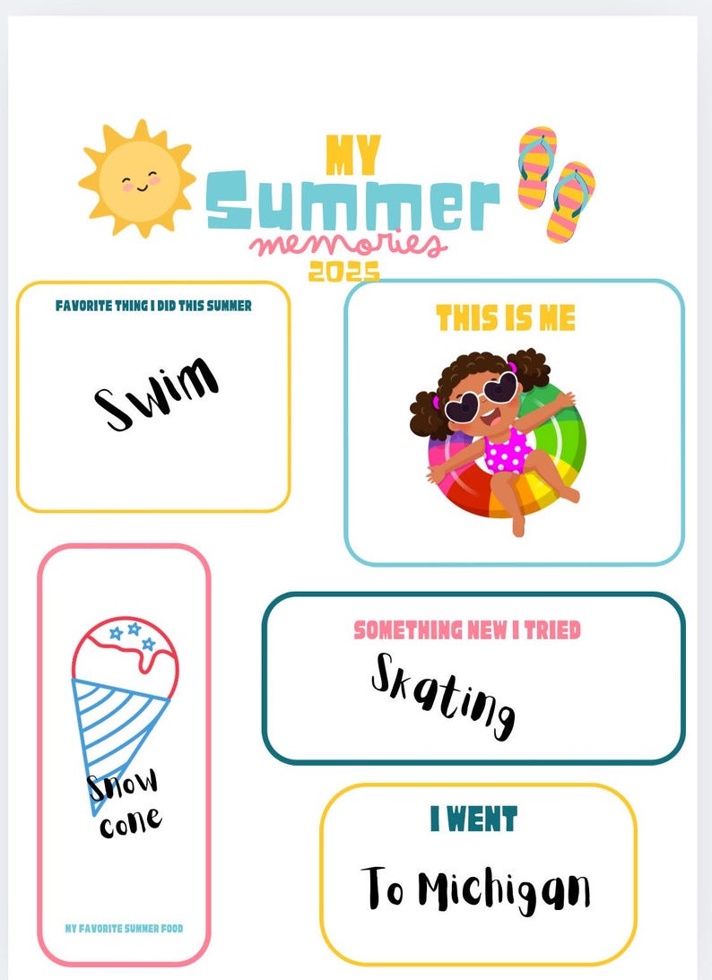 My Summer Memory Printable - Etsy