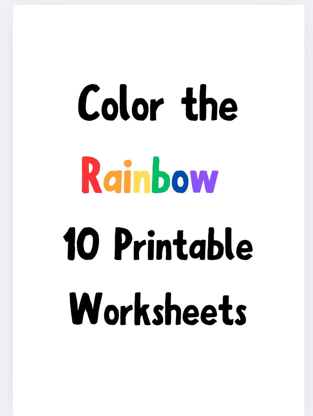 Color the Rainbow. Preschool Color Recognition Bundle. 10 Printable ...