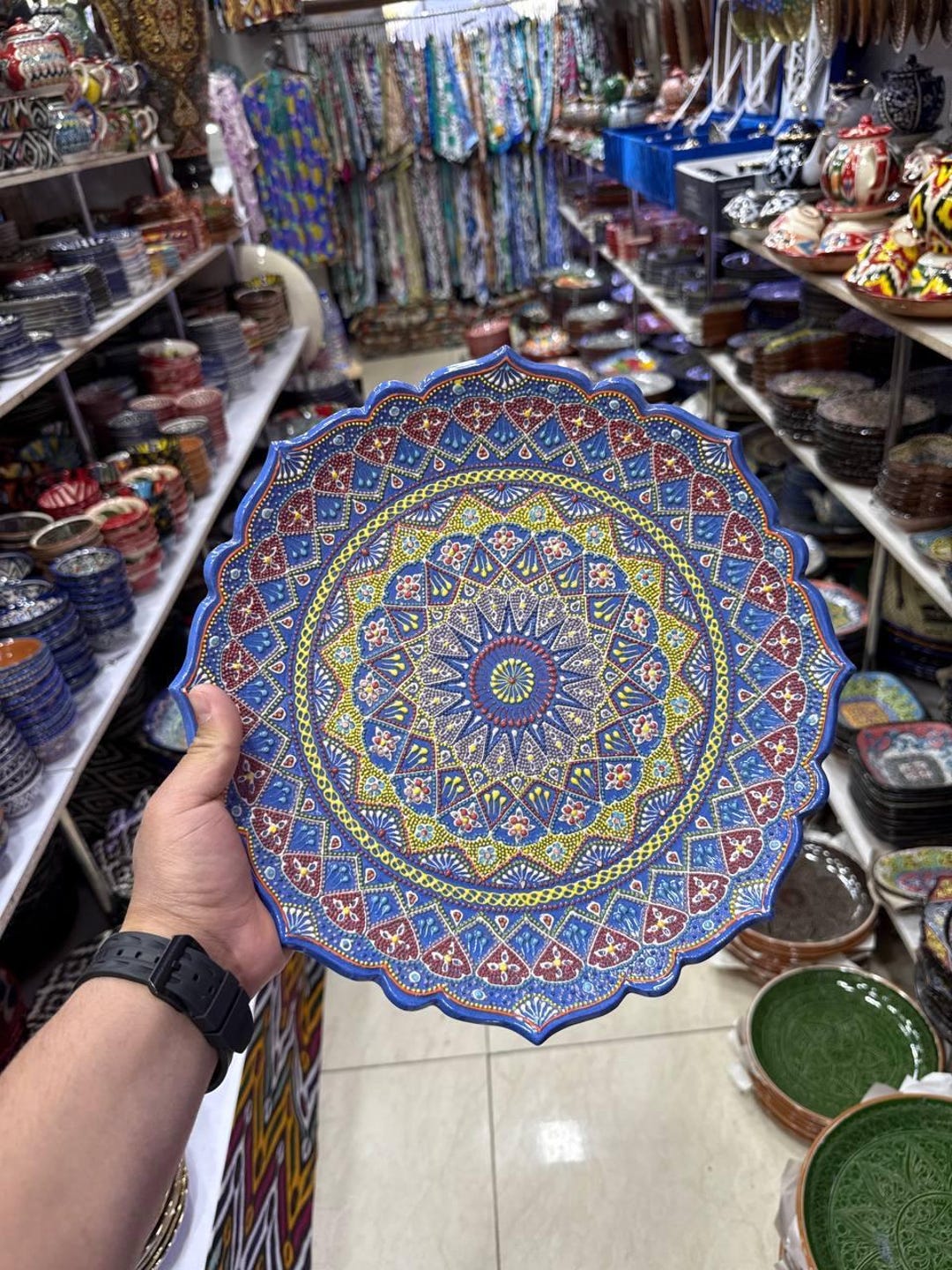 Handcrafted Uzbek Ceramic Plate – Silk Road-inspired Artisan Wall Decor ...