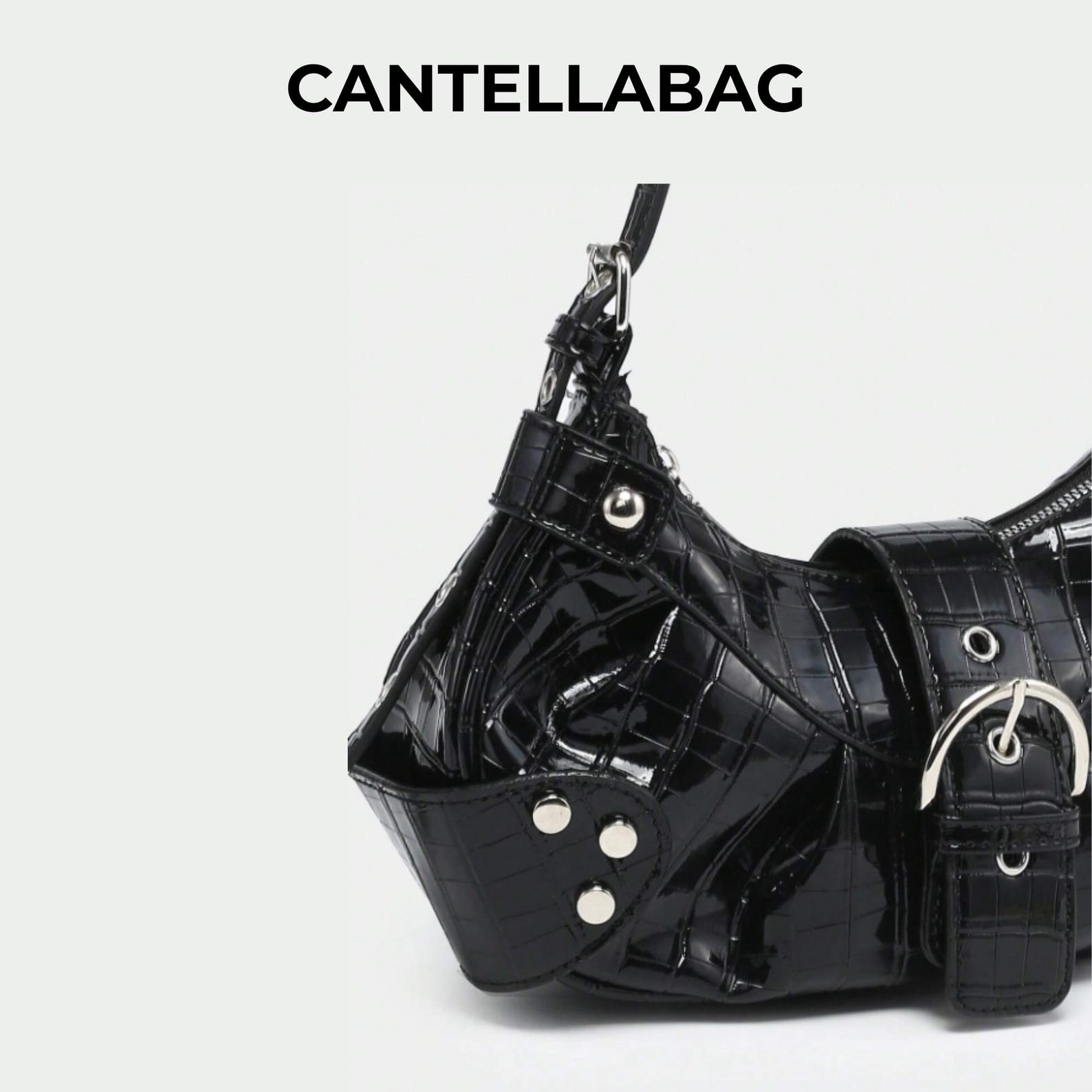 Y2K Gothic Crossbody Bag: Vegan Leather Motorcycle Purse With Rivets ...