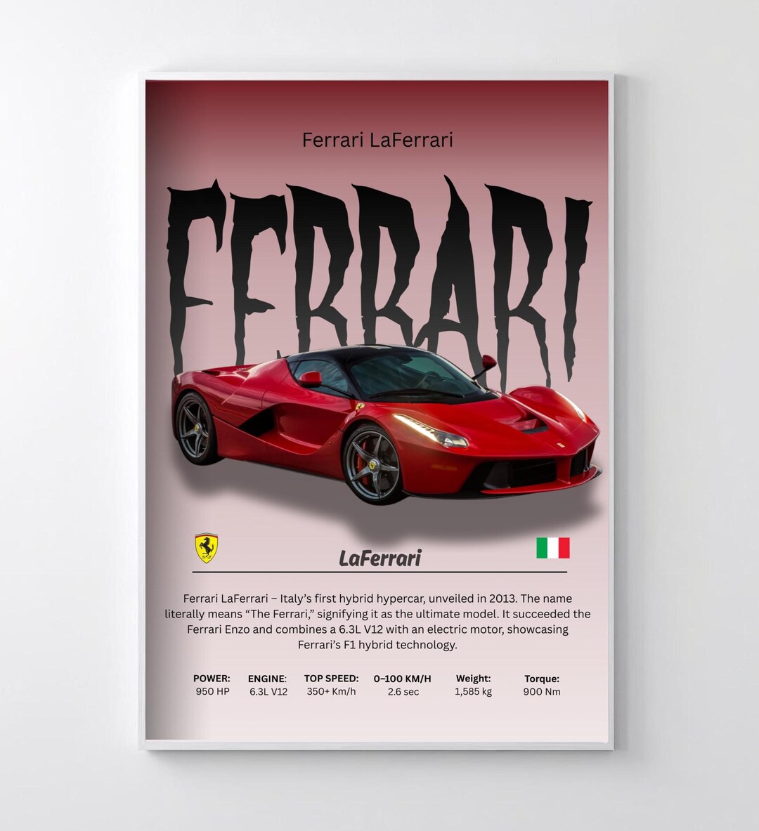 Ferrari Laferrari Poster | Digital Download | Supercar Art Print ...