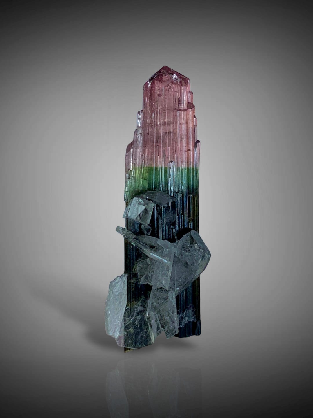 Bicolor Tourmaline With Parallel Crystals Cluster & Albite - Terminated ...