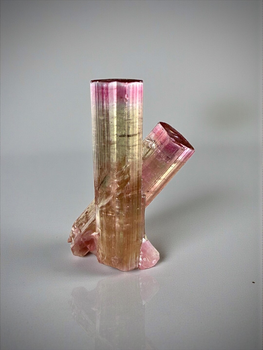 Twin Tourmaline Crystals - Rare Color Combination - Pink Cap Tourmaline ...