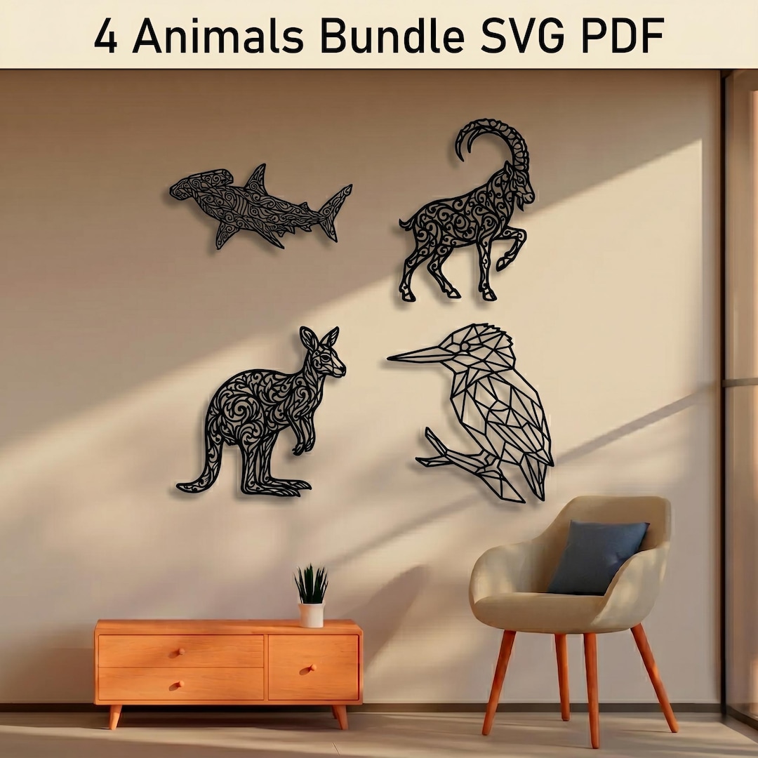 Mandala Animal SVG Bundle | Hammerhead Shark Kangaroo Ibex Kingfisher ...