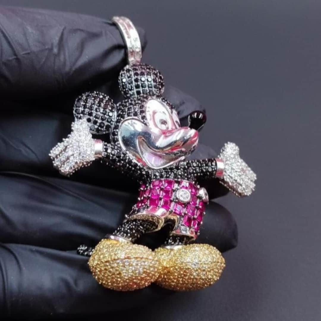 Iced Out Cartoon Mouse Pendant Multicolor Character Charm Fully ...