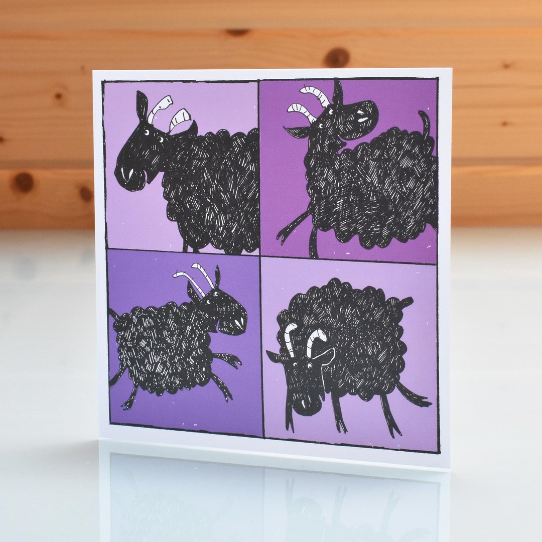 Happy Welsh Mountain Sheep Card, Black Sheep Card, Sheep Greeting Card ...