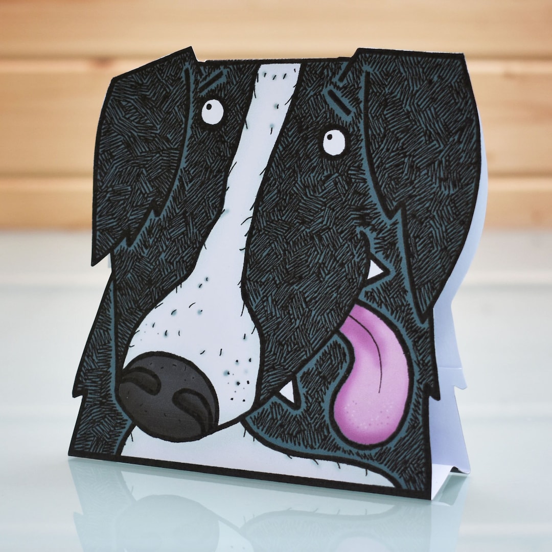 3D Old English Sheepdog Card, Border Collie Card, Dog Card - Folding ...