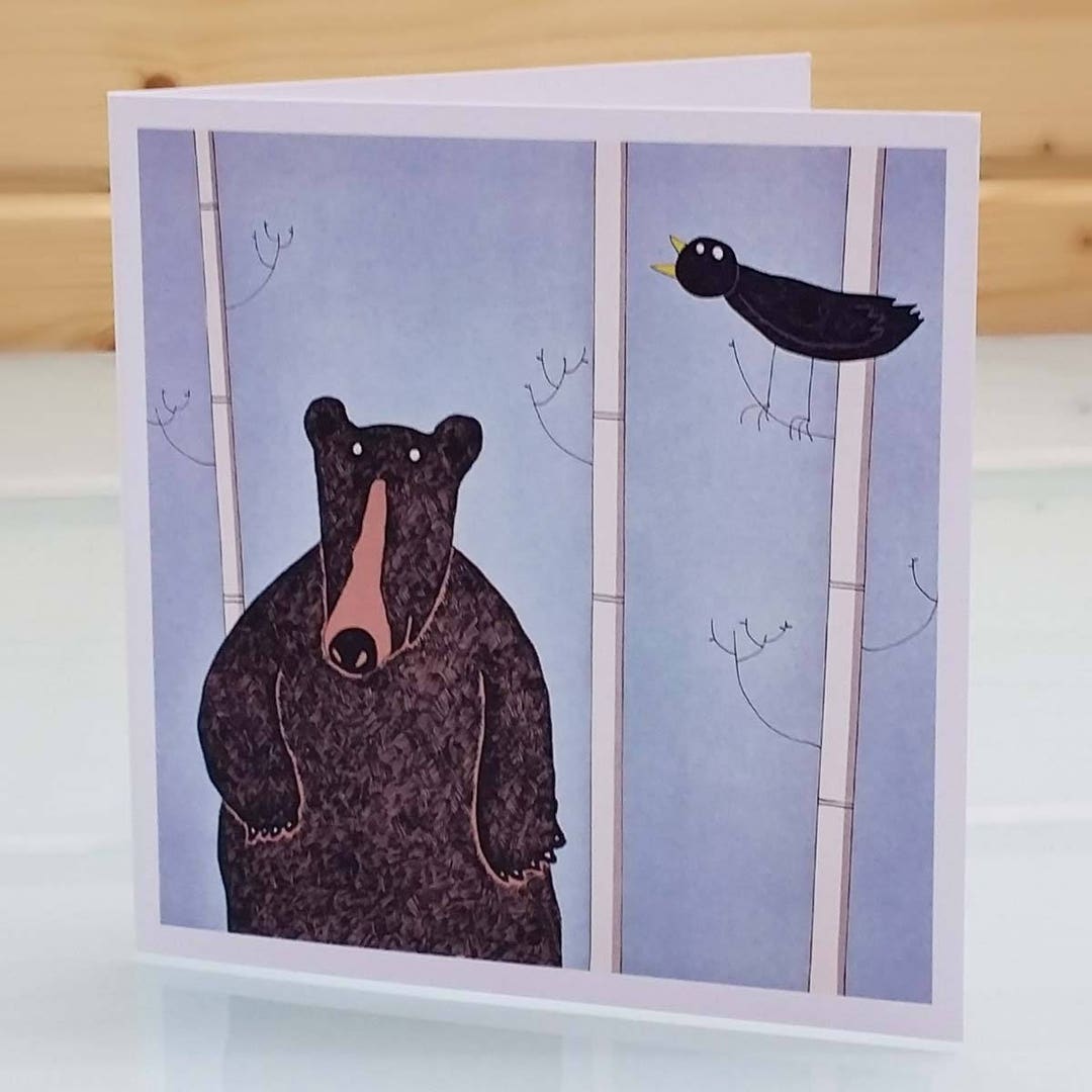 Standing Bear - Blank Inside Card, Black Bear Card, Bear Greeting Card ...