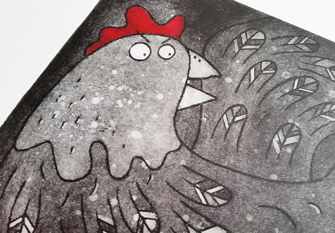 Squawk Original Chicken Print Hen Print Chicken Art Print - Etsy Ireland