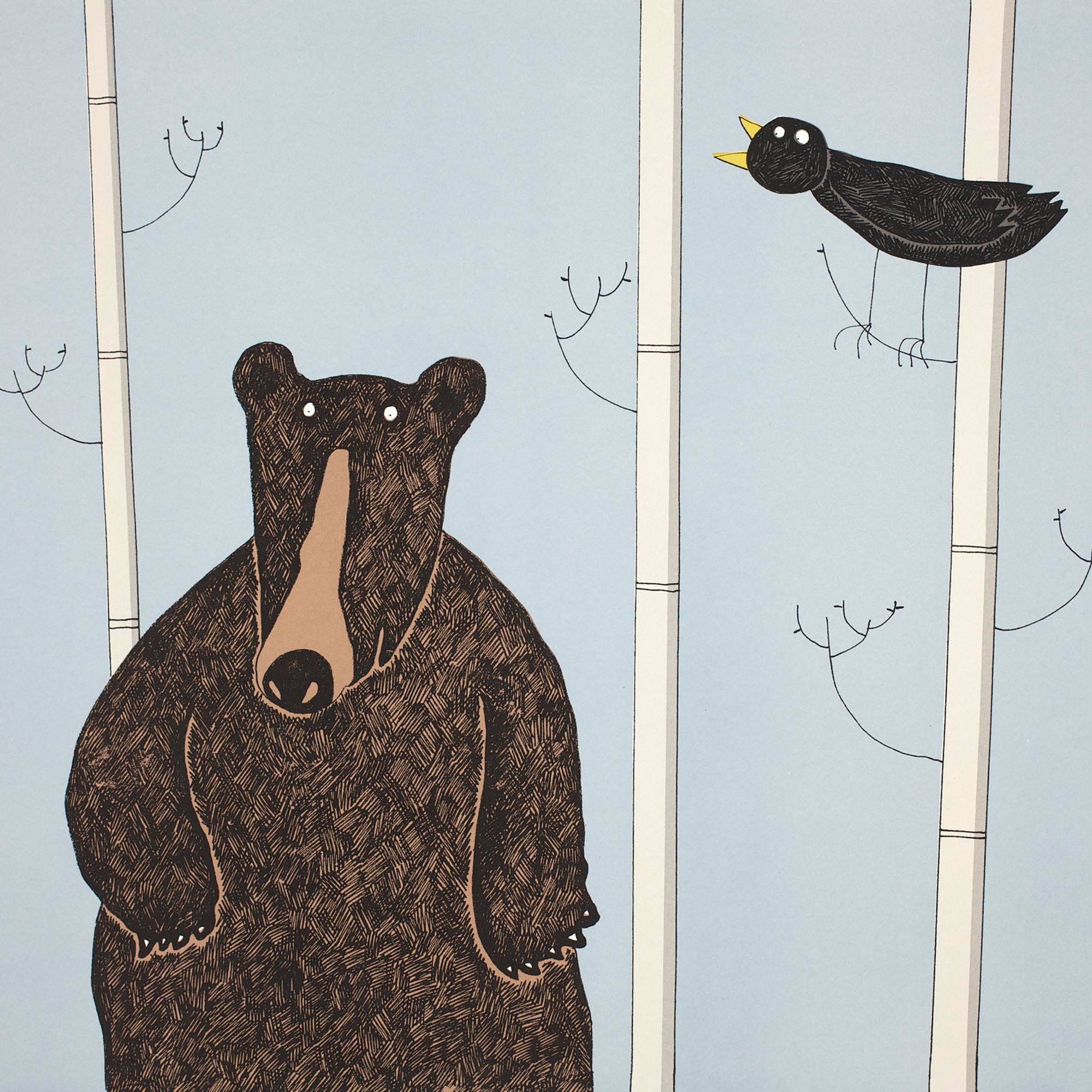 Nursery wall decor bear art standing bear screen print | Etsy