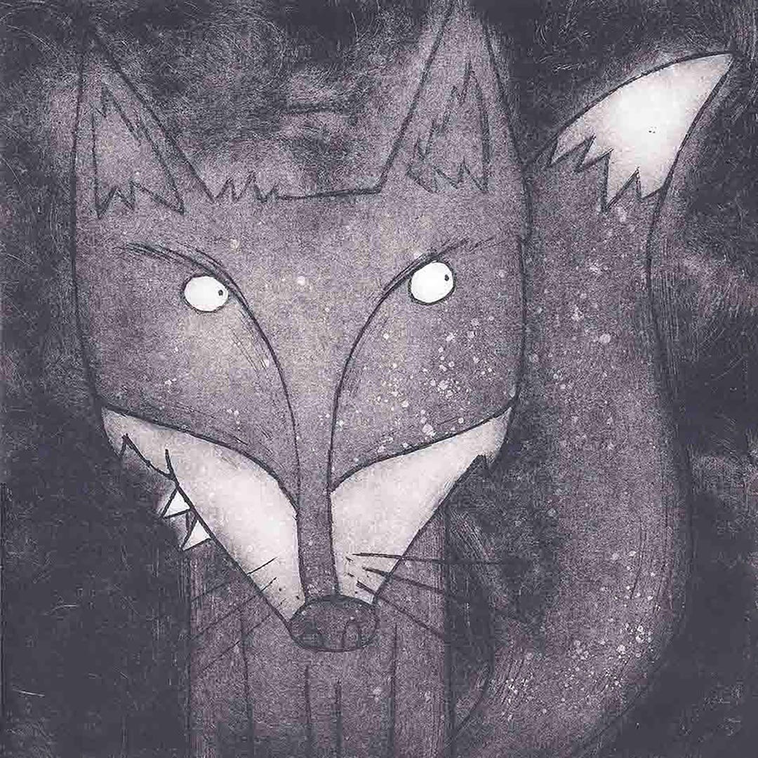 Fox Wall Art Print - Fun Original Etching for Animal, Wildlife and ...