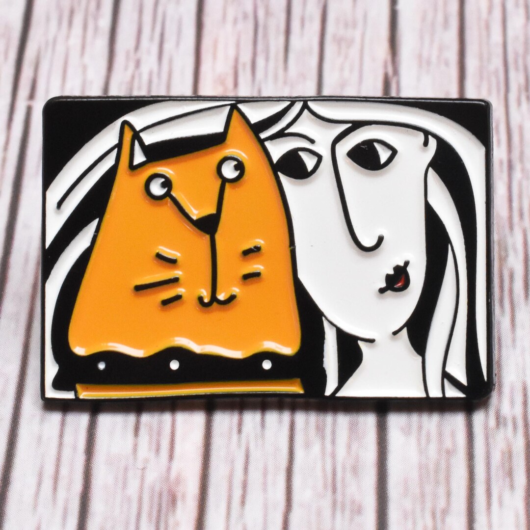 Ginger Cat and Lady Enamel Lapel Pin Badge Stocking Stuffer Gift for ...