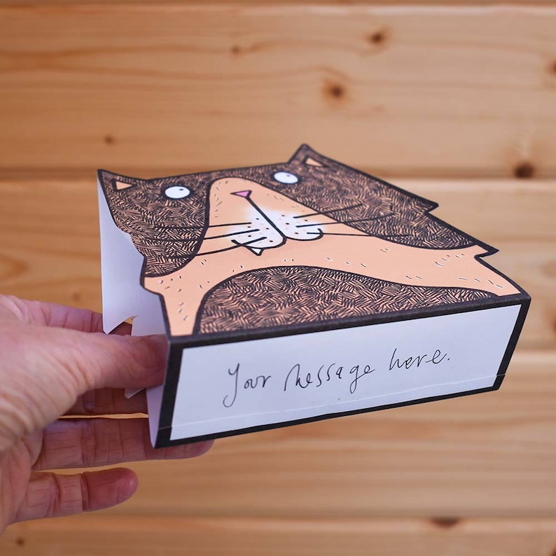 3D Cat Card folding popup blank inside cat greeting card | Etsy