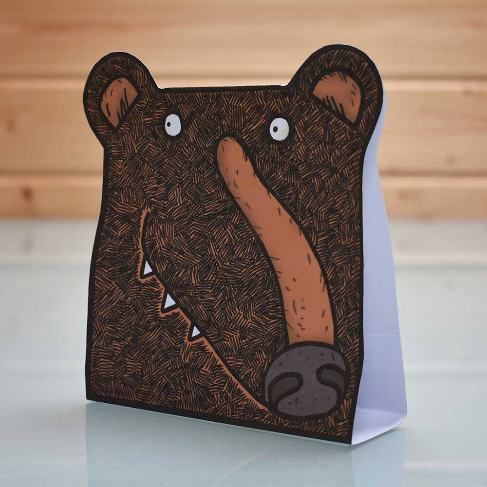 3D Black Bear Card folding popup blank inside bear greeting | Etsy