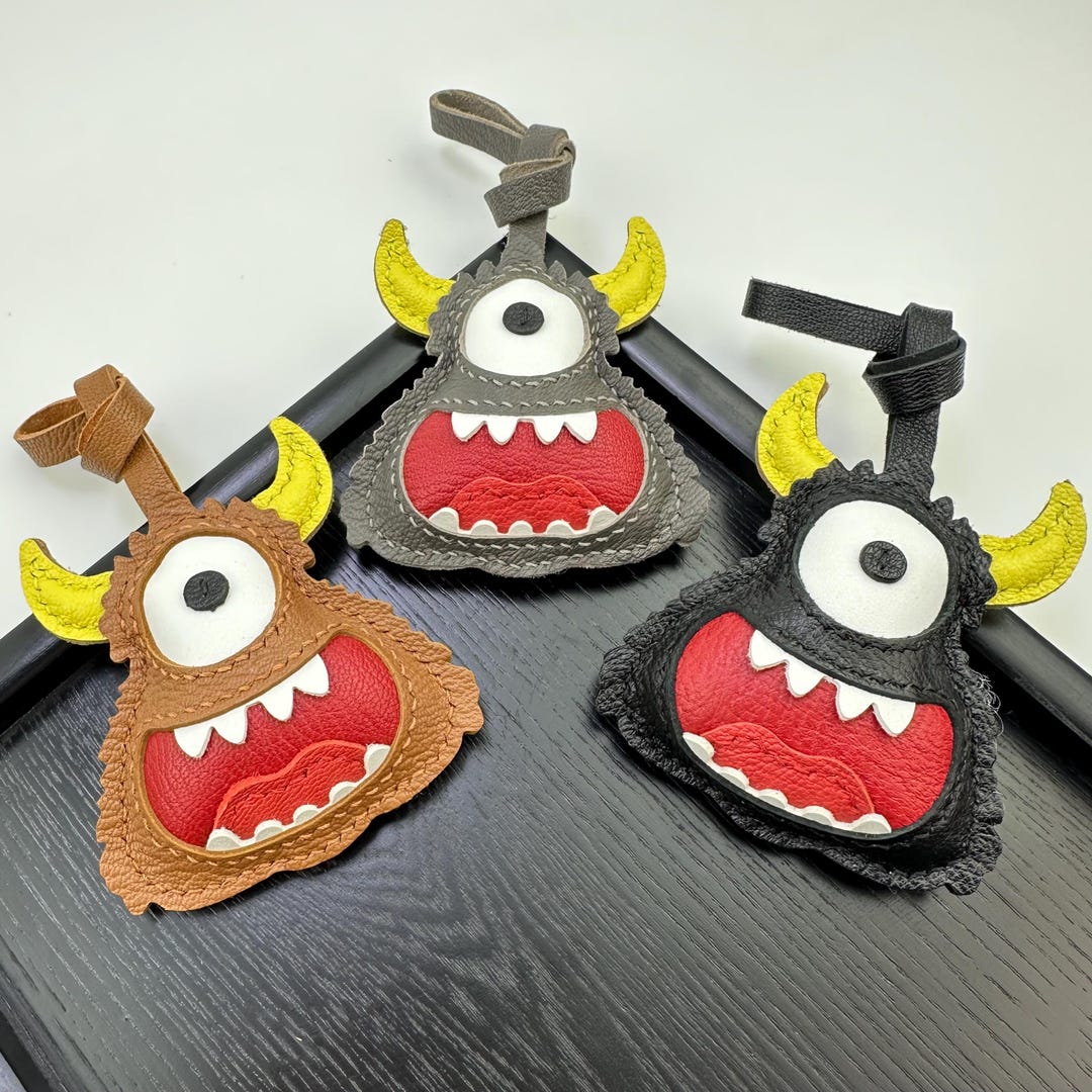 Handmade Goat Leather Monster Charm, Cyclops Bag Charm and Keychain ...