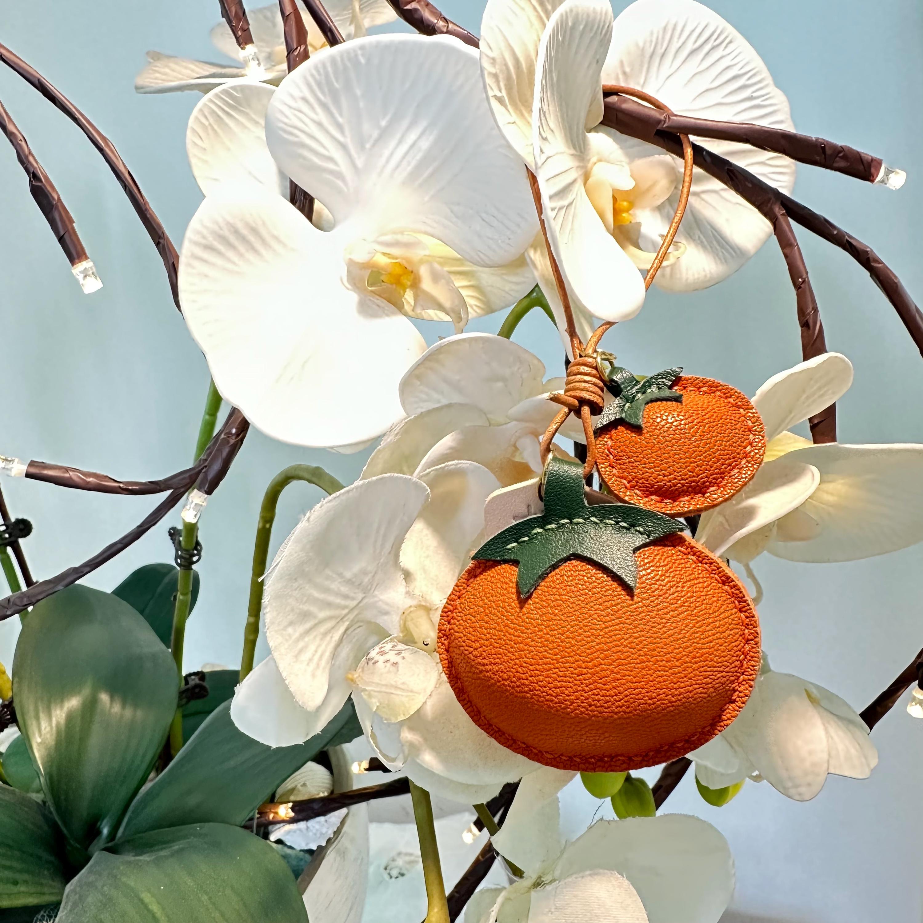 Handmade Cowhide Leather Persimmon Charm, Cute Fruit Purse Charm - Etsy