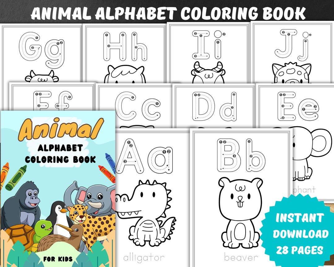 Animal Alphabet Tracing and Coloring Book | ABC Printable for Kids ...
