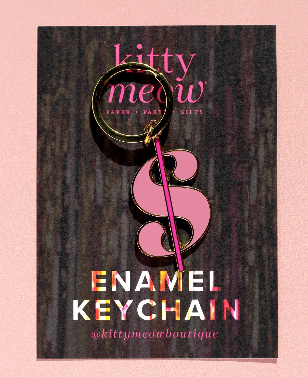 Pink Money Sign - Dollar Bill Sign, Cute Gold Enamel Keychain and Bag ...