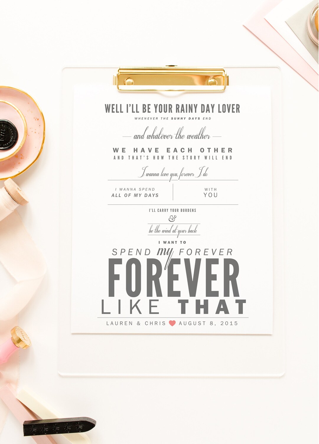 Wedding Gift Idea, Ben Rector Song "forever Like That" - Valentine Gift ...