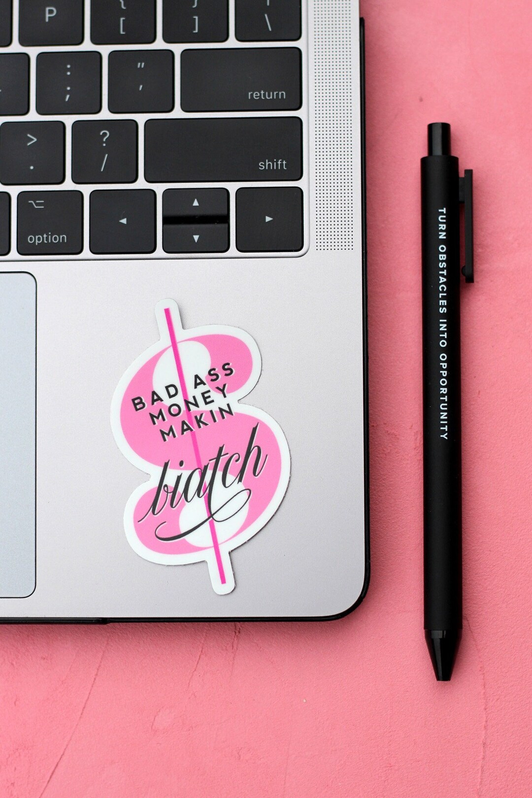 Bad Ass Money Dollar Sign Pink Sticker, Trendy Women Empowerment Gift ...