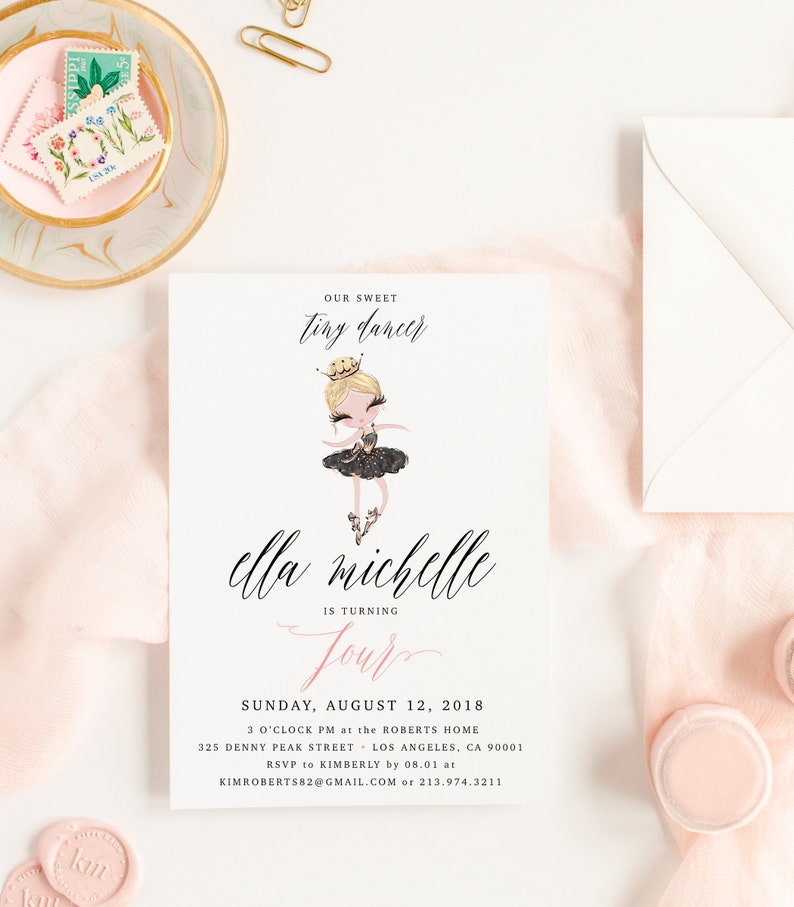 Little Ballerina Birthday Party Invitation. Dancer Birthday | Etsy