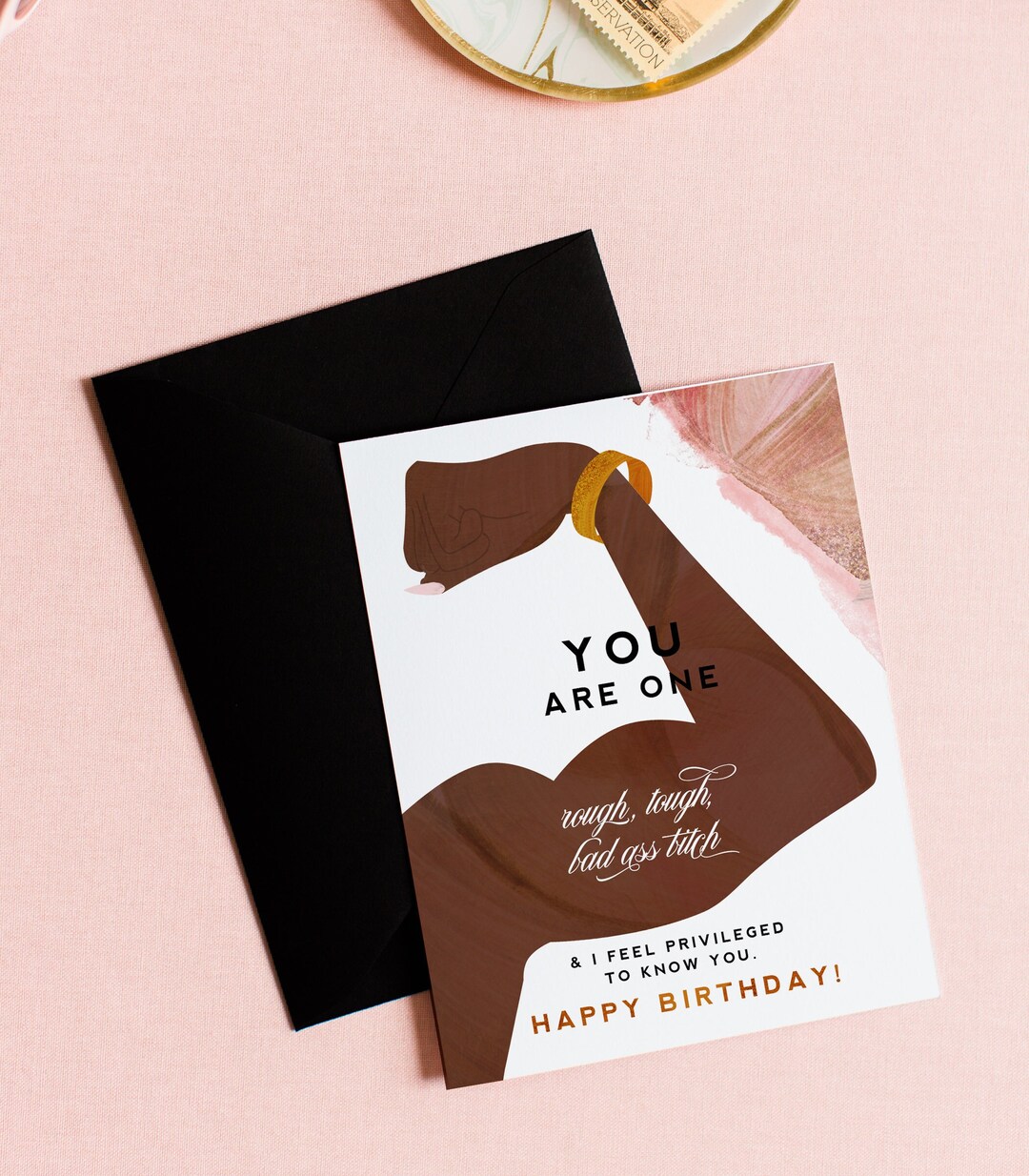 Rough Tough Bad Ass Funny Birthday Card Black Skin Bad Ass Friend Card ...