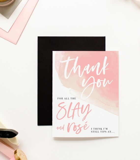 Slay Then Rosé Funny & Witty Bachelorette Thank You Card Set - Etsy