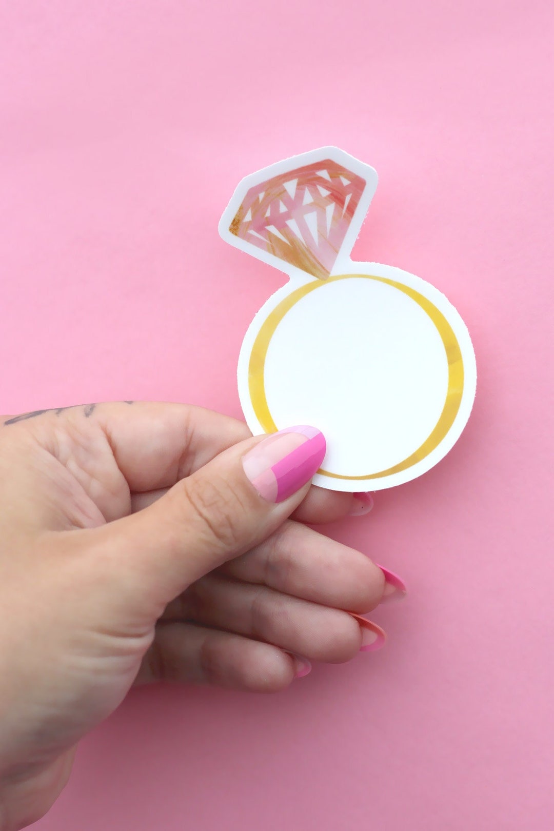 Pink Diamond Engagement Ring Sticker | Waterproof Vinyl Sticker ...