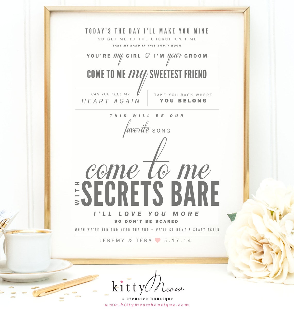 Wedding Gift, Light Gray & Blush, Goo Goo Dolls "come to Me ...