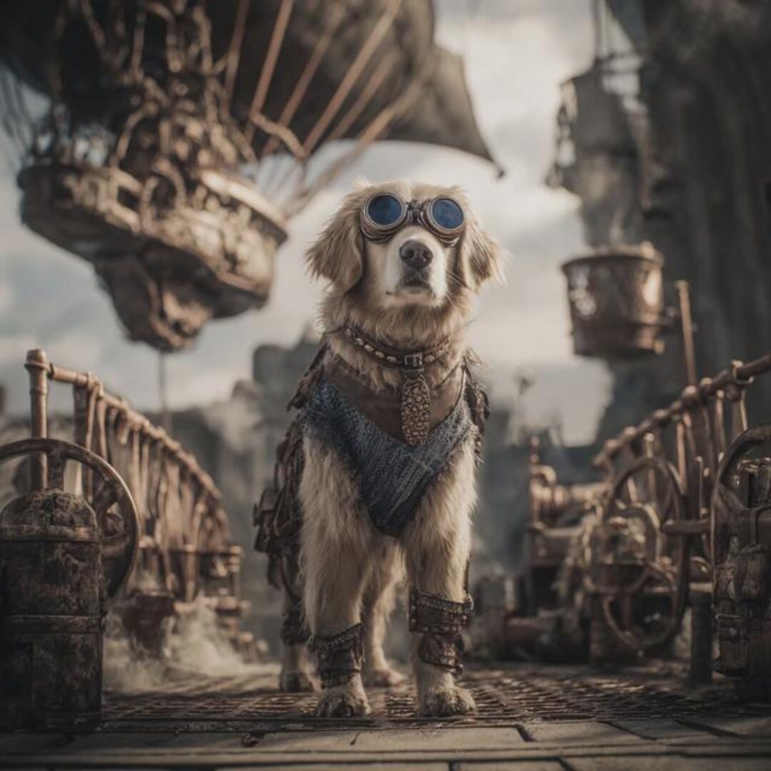 Custom Steampunk Pet Portrait – Victorian Clockwork Dog or Cat Art ...