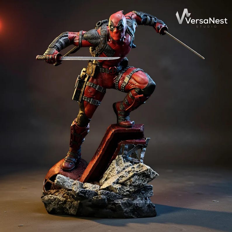 Deadpool Marvel STL Statue | 1:9 Scale Superhero Figure | Pre-supported ...