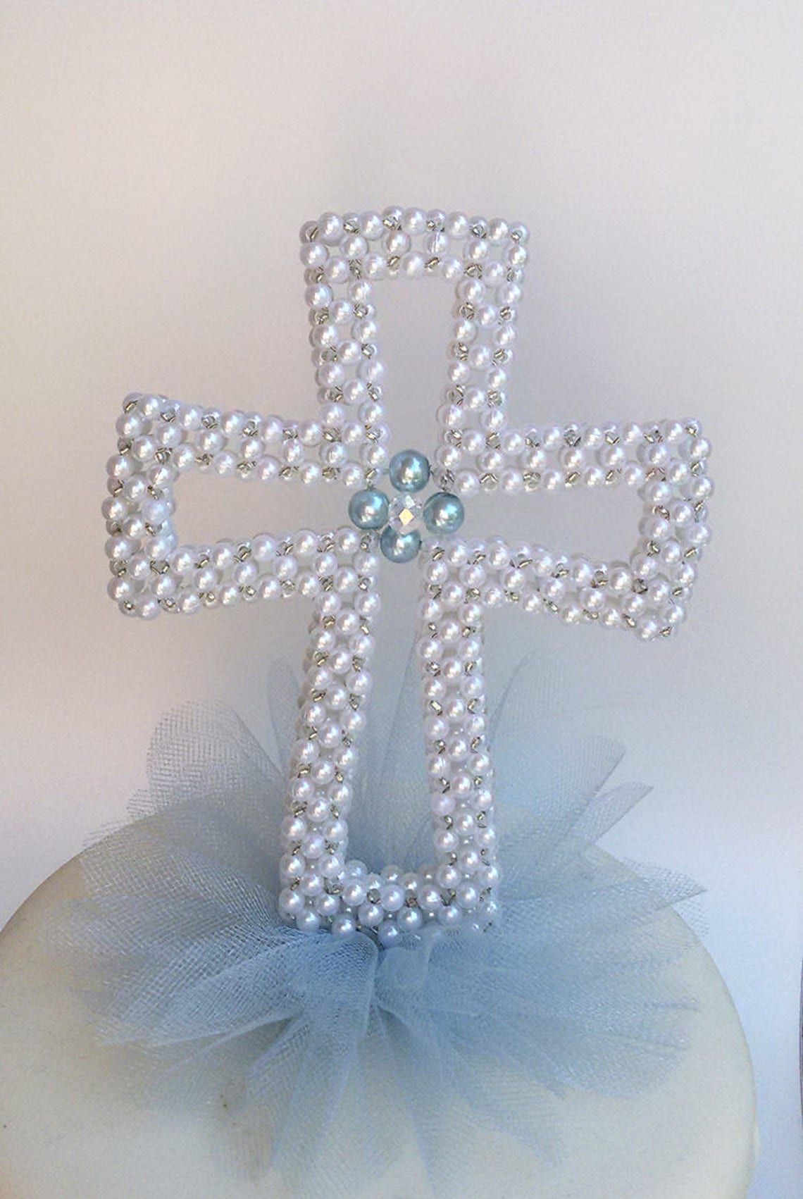 Cross Cake Topper Pearl cross Cake Topper Baptism Cake | Etsy